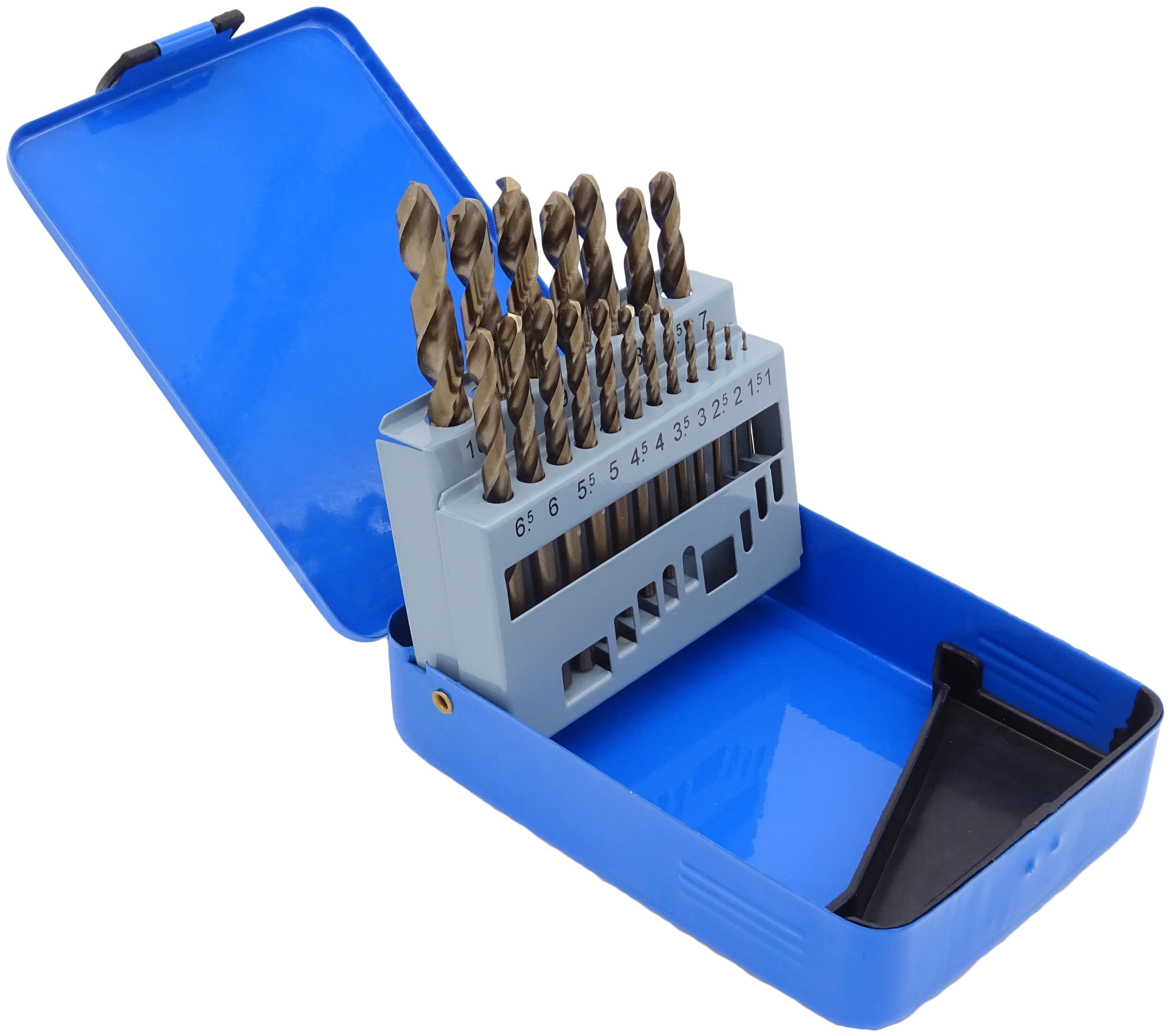 Edelstahlbohrer-Set 19-tlg. 1-10 mm HSS-E Co5 Spiralbohrer VA-Stahl 13